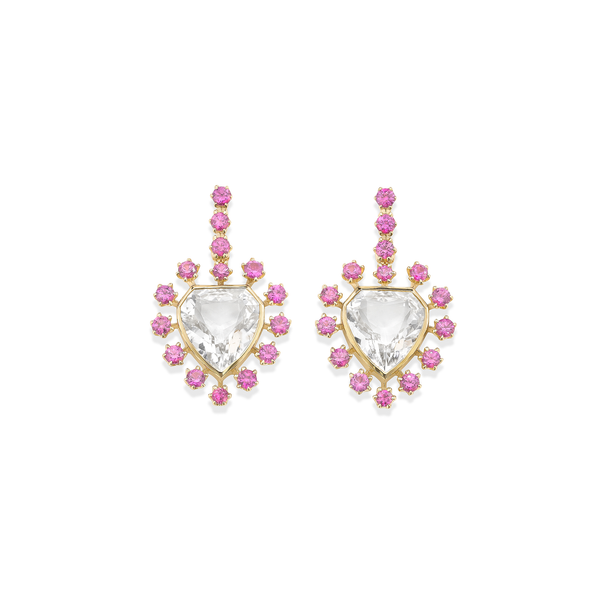 Mini Daystar Pink Sapphire Rock Crystal Earrings – Robinson Pelham