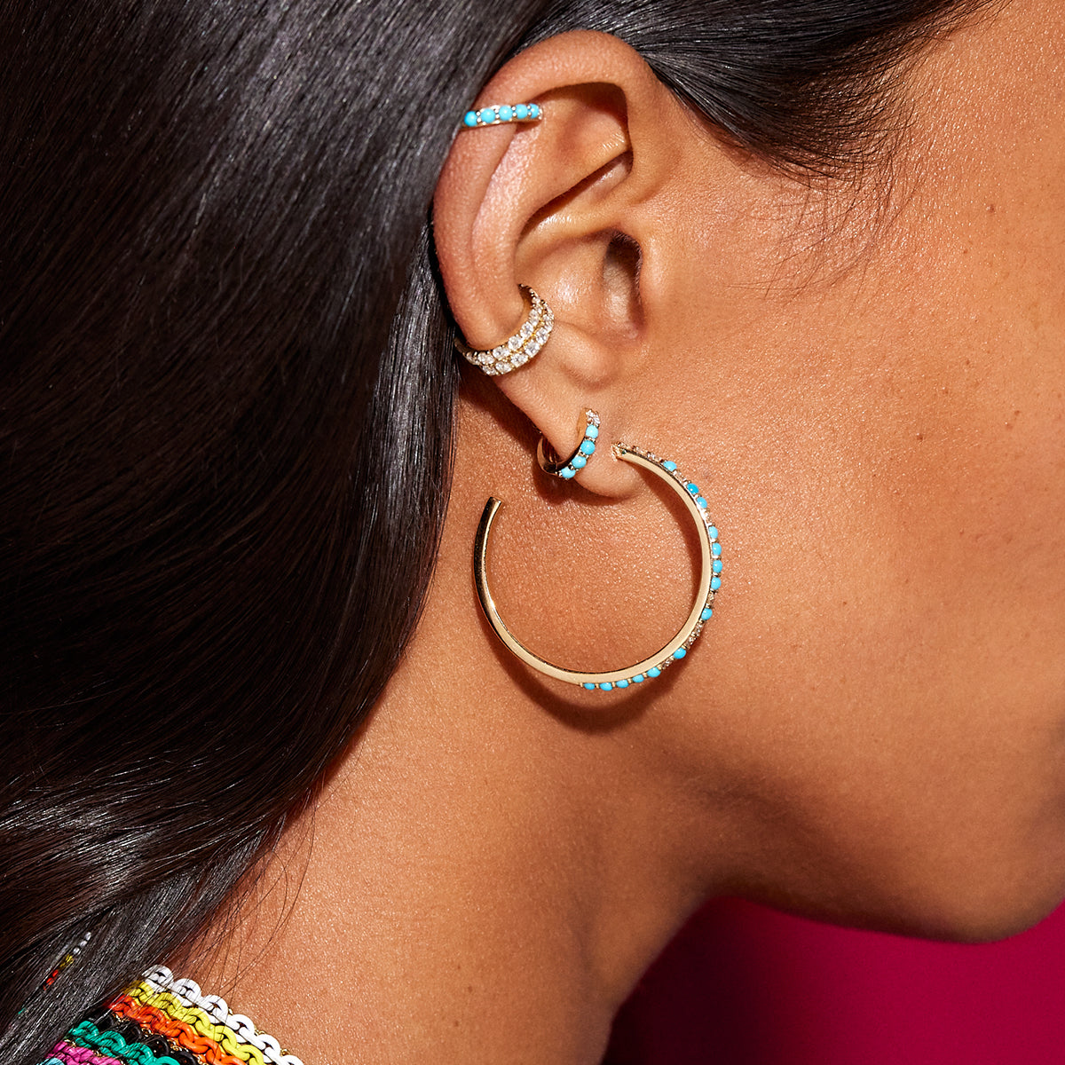 Single Orb Hoop Turquoise Medium – Robinson Pelham